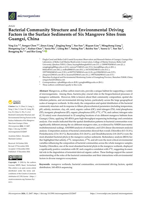 Pdf Bacterial Community Structure And Environmental Driving Factors