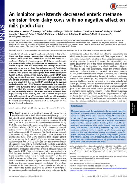 Pdf An Inhibitor Persistently Decreased Enteric Methane Emission From