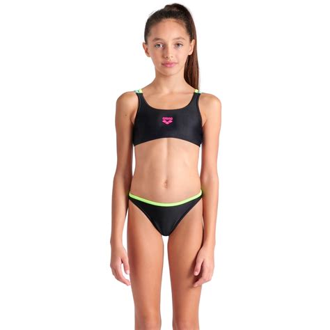 Arena Bikini Fille Feel Solid Noir Soft Green Water Soft Green Bike24