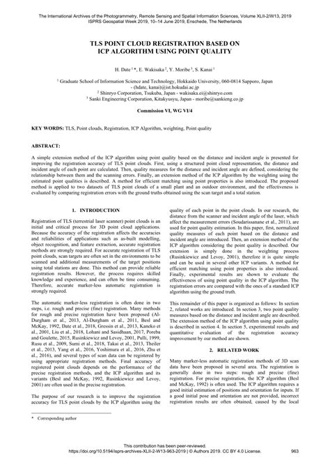Pdf Tls Point Cloud Registration Based On Icp Algorithm Using Point