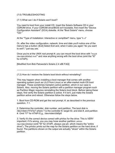 Solaris Troubleshooting Pdf Booting File System