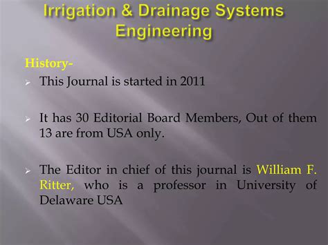 Journal Of Irrigation And Drainage Systems Engineering Ppt