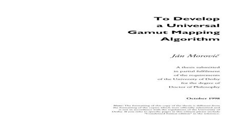 Pdf To Develop A Universal Gamut Mapping Algorithmthe Gamut Mapping