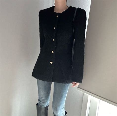 무드글램 울 70 따뜻 강추 울자켓 금장자켓 패드자켓 겨울자켓 연말룩 하객룩찰떡 롱자켓 블랙자켓 라인자켓 무드글램 위시버킷