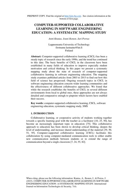Pdf Computer Supported Collaborative Learning In Software Engineering Education A Systematic