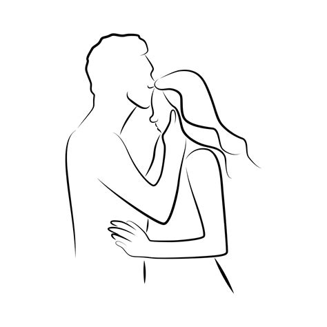Premium Vector Hugging Lovers In Linear Style