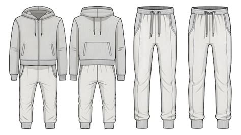 Premium Photo Technical Drawing Of A Basic Tracksuit Front And Back
