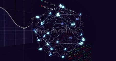 Globe Of Digital Icons Spinning Against Stock Market Data Processing