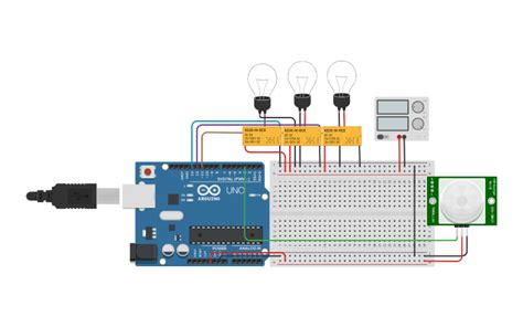 Circuit Design 5 2 6 A Single Pir Sensor Staircase Automation Tinkercad