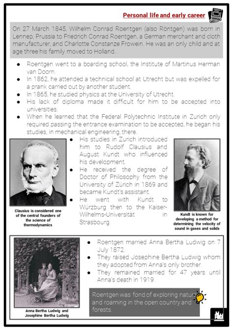 Wilhelm Roentgen Facts Worksheets X Ray Discovery And Biography