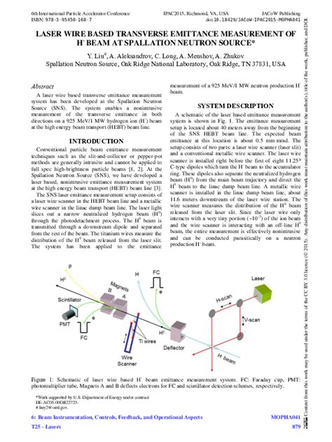 Pdf Laser Wire Based Transverse Emittance Measurement Of H− Beam At Spallation Neutron Source