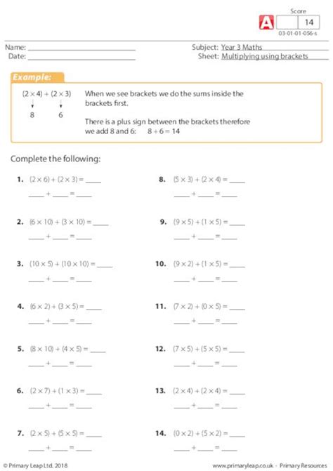 Year 3 Maths Multiplying In Brackets