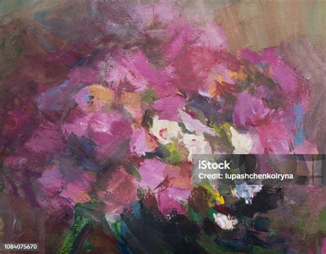패션 일러스트 레이 션 현대 미술 캔버스 꽃 여름 추상 수평 정 Phloxes 피 내 원래 유화 작업 꽃 식물에 대한 스톡 벡터 아트 및 기타 이미지 Istock