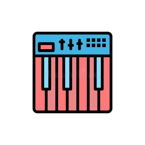Controller Hardware Keyboard Midi Music Flat Color Icon Vector