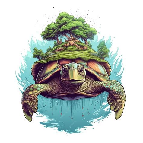 Premium Photo A Turtle With A Tree On Its Head And A Tree On Its Back