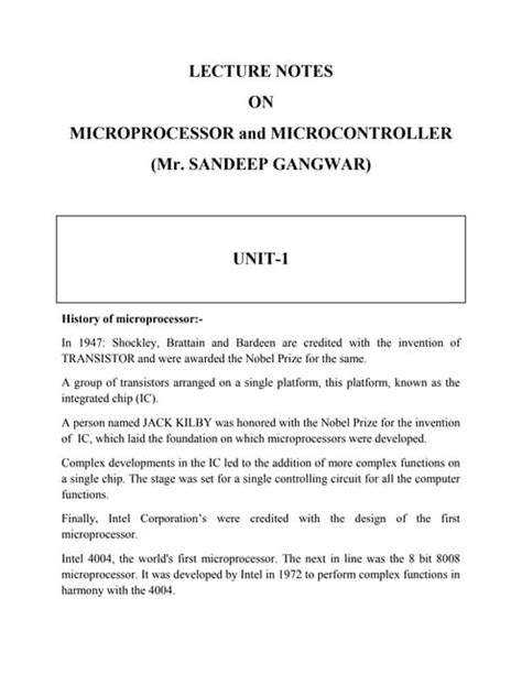 Mpmc Unit 1 Microprocessor 8085 Pdf Microprocessor And Microcontroller