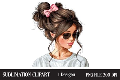 Black Girl With Messy Bun Clipart Graphic By Creative Design House