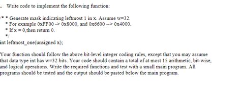Solved Write Code To Implement The Following Function