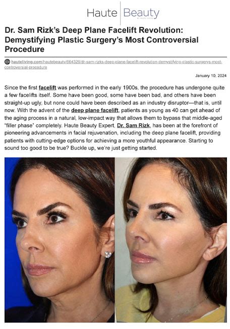 Dr Sam Rizk Featured Amongst Celebrity Plastic Surgeons Nyc