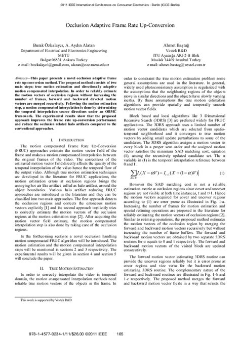 Pdf Occlusion Adaptive Frame Rate Up Conversion