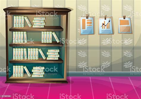 별도의 레이어가 있는 만화 벡터 일러스트 인테리어 라이브러리 룸 0명에 대한 스톡 벡터 아트 및 기타 이미지 0명 가정의 방 갈색 Istock
