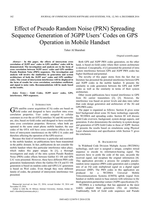 Effect Of Pseudo Random Noise Prn Spreading Sequence Generation Of