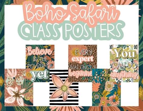 Boho Safari Classroom Posters By Chloe Burgett Tpt
