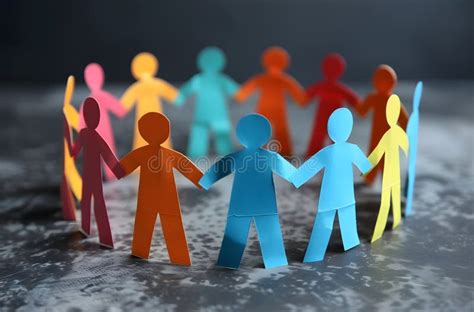Colorful Paper Figures Holding Hands In Circle Unity Diversity Friendship Teamwork Community