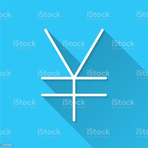 엔 기호 파란색 배경에 아이콘 긴 그림자가 있는 평면 디자인 0명에 대한 스톡 벡터 아트 및 기타 이미지 0명 3차원 형태 개념 Istock