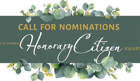 City Of Victoria Honorary Citizen Award Call For Nominations