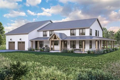 2 Story Barndominium Style Home Plan With Wrap Around Porch 3292 Sq
