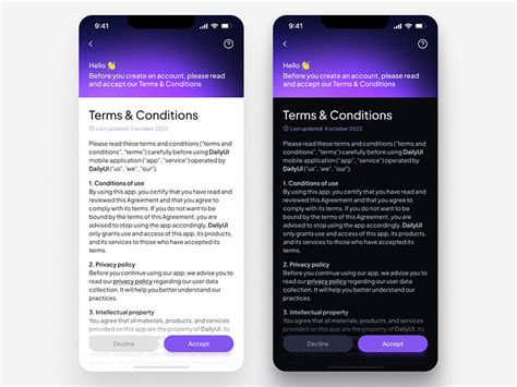 Daily Ui 44 Terms And Conditions Screen By Veronica K On Dribbble