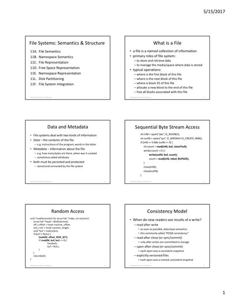 Pdf File Systems Semantics And Structure What Is A File A File Is A