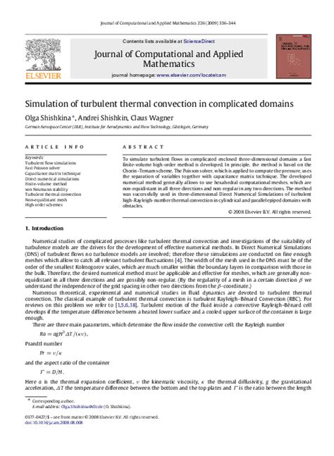 Pdf Simulation Of Turbulent Thermal Convection In Complicated Domains