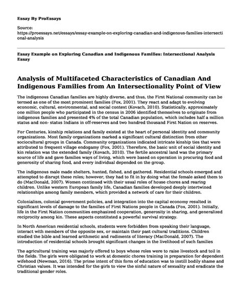 📌 Essay Example On Exploring Canadian And Indigenous Families Intersectional Analysis Free