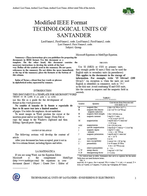 Ieee Format Guidelines For Articles Pdf Bracket International