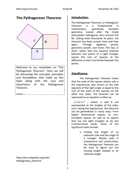 The Pythagorean Theorem Pdf Euclid Mathematics