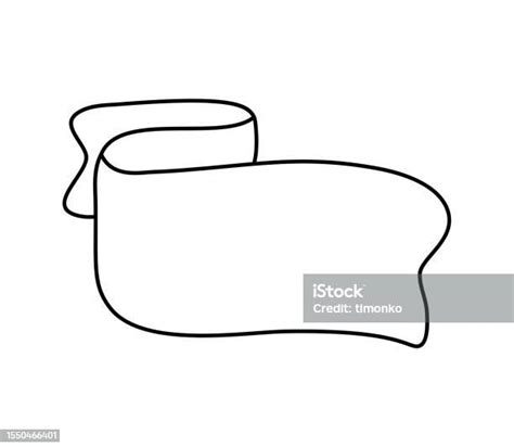 블랙 모노라인 리본 라인 배너 아이콘 웹 디자인 요소 손으로 그린 벡터 그림입니다 비즈니스 인사말 카드 및 휴일 복사 공간을