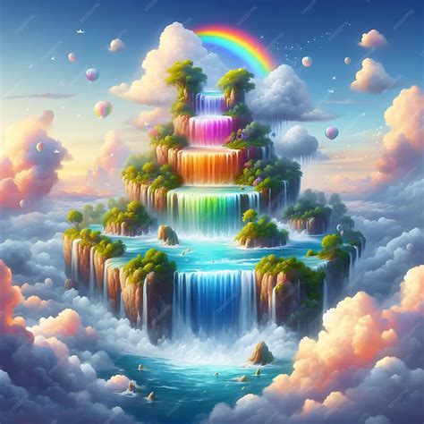 A Cascading Waterfall That Flows In All Colors Of The Rainbow Is