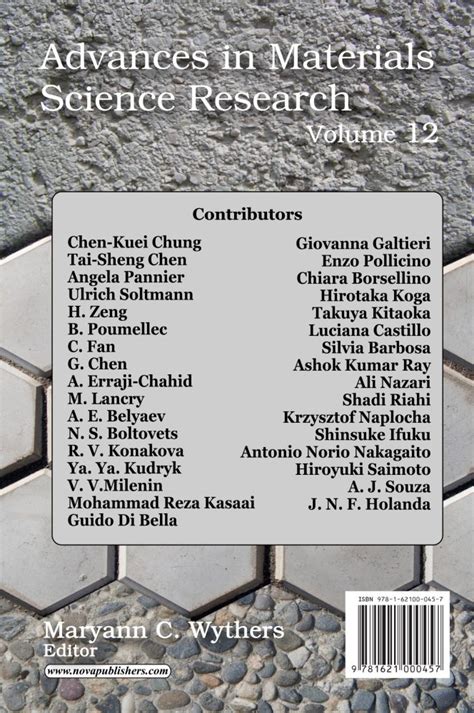 Advances In Materials Science Research Volume 12 Nova Science Publishers