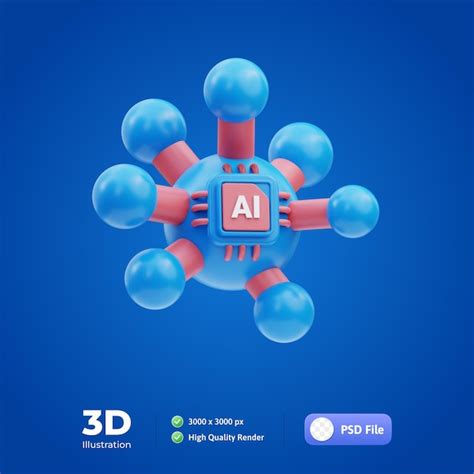 Premium Psd Neural Network 3d Illustration
