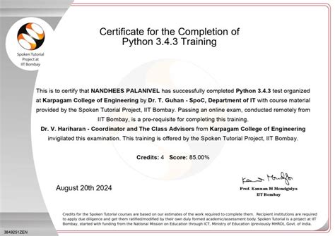 Python Programming Iitbombay Spokentutorial Skilldevelopment Nandhees P