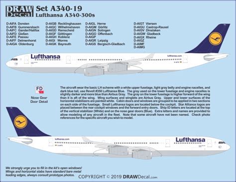 Airbus A340 300 Lufthansa Draw Decal 20 A340 19