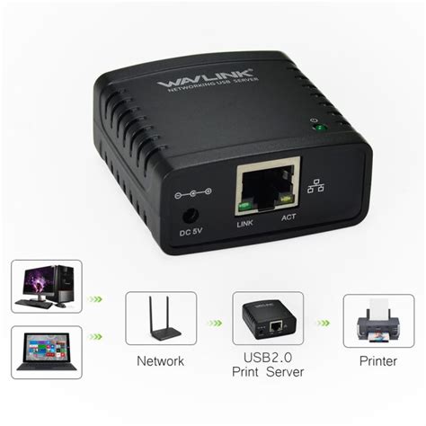 Wavlink 100Mbps Ethernet To USB 2 0 Network LPR Print Server 10 100Mbps Networking USB HUB USB