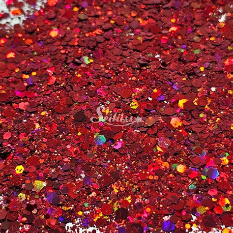 Ruby Galaxy Holographic Chunky Glitter Red Glitter Seikiss