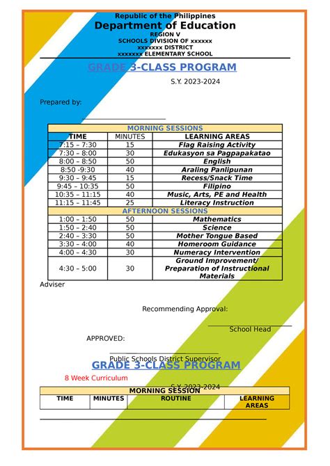 Grade 3 Class Program Republic Of The Philippines Department Of Education Region V Schools