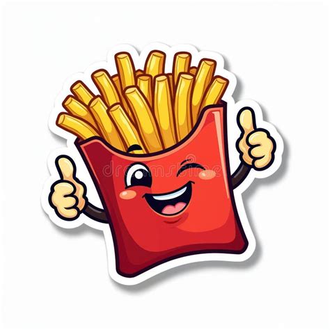 Funny French Fries Cartoon Character Giving Thumbs Up Winking With Big