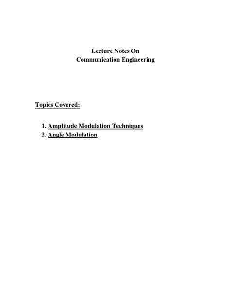 Communication Engineering Pdf Frequency Modulation Detector Radio