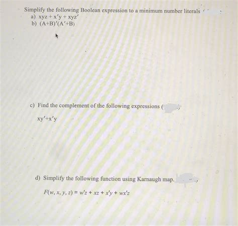 Answered Simplify The Following E A Xyz Xy Bartleby