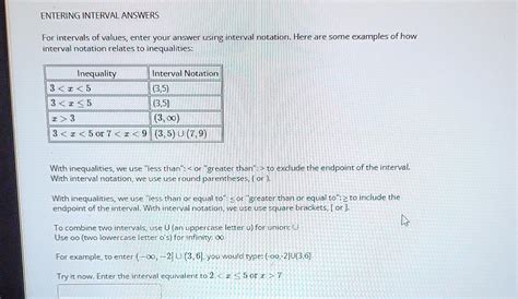 Solved For Intervals Of Values Enter Your Answer Using Chegg Com